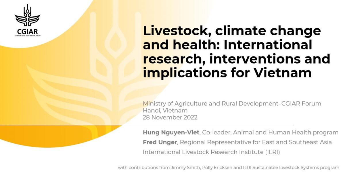 Livestock, climate change and health: International research, interventions and implications for ...